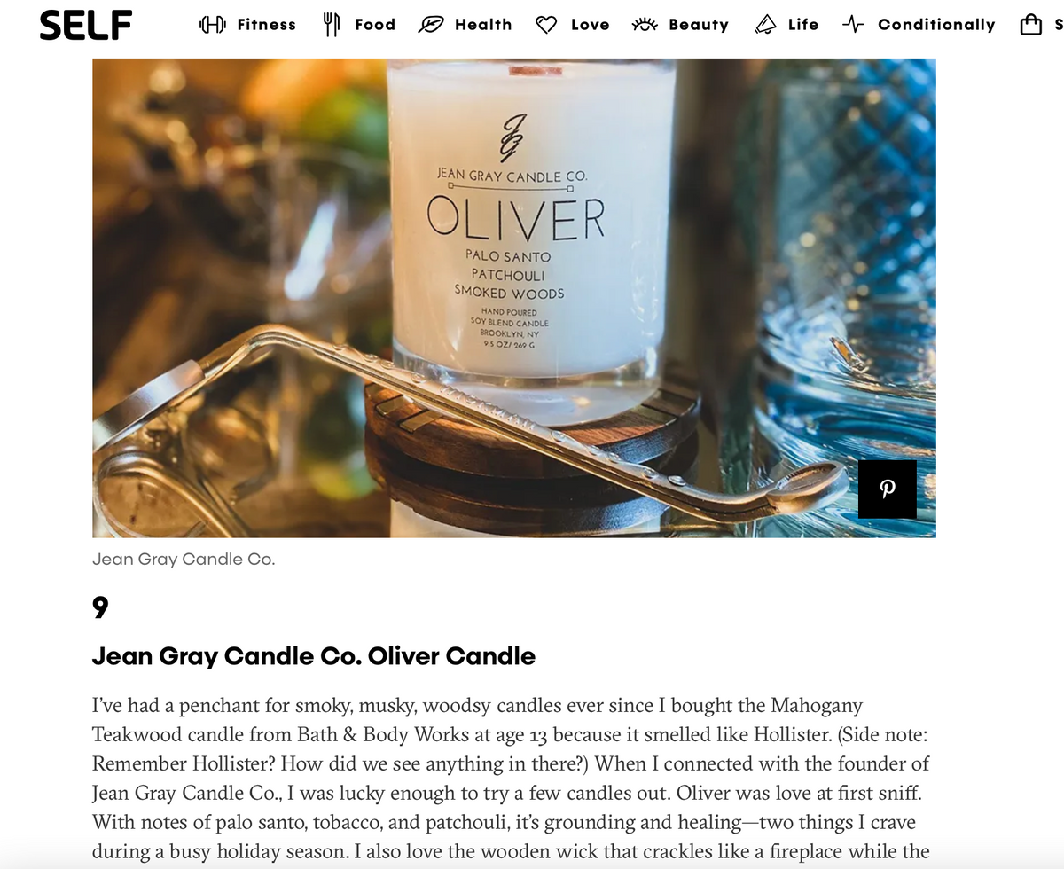 "Oliver" in Self Mag – Jean Gray Candle Company